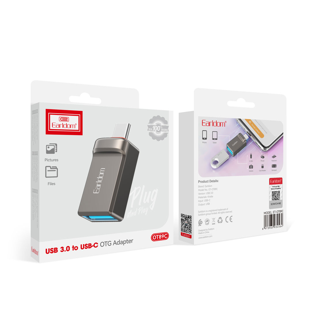 Earldom OT93 (OTG+USB) To iPhone/micro/Type-C Adapter - MK Mobile