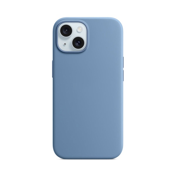 Silicone Case (With Logo) For iPhone 15 Plus - Winter Blue - MK Mobile